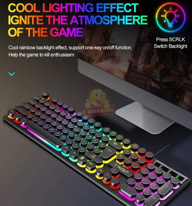 Keyboards & Mice - T-Wolf Retro Rainbow Gaming Keyboard with an Amazing ...