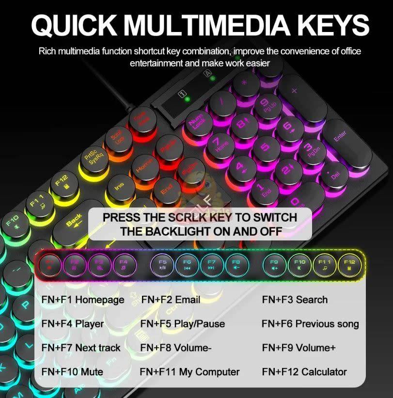 Keyboards & Mice - T-Wolf Retro Rainbow Gaming Keyboard with an Amazing ...