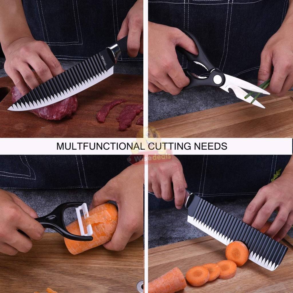 Full Cutlery Sets - 6 Piece Carbon Stainless Steel Knife Set, Perfect ...