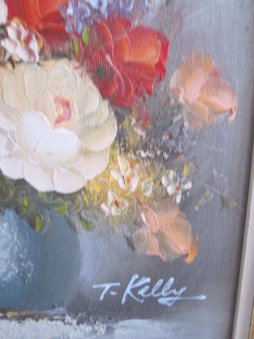 Oils - Original T KELLY Still Life Bouquet Signed Oil Painting was sold ...