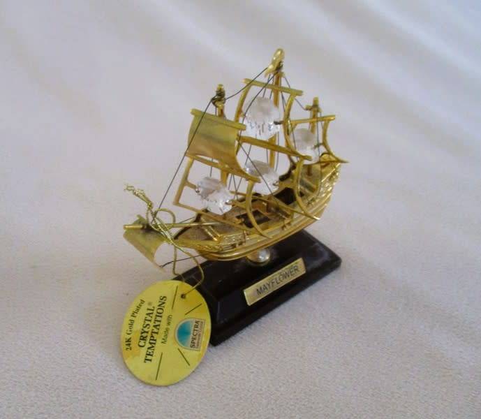 Swarovski - Crystal Temptations 24K gold plated model of Mayflower ship ...