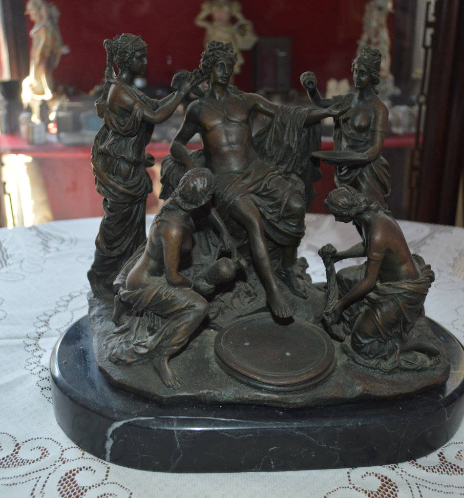 Metal - Rare-Superb deatiled Bronze "Das Apollo Bad" " Apollo tended by ...