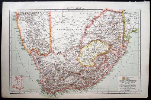 Maps - 1890's ORIGINAL ANTIQUE MAP OF SOUTH AFRICA - (also see my other ...