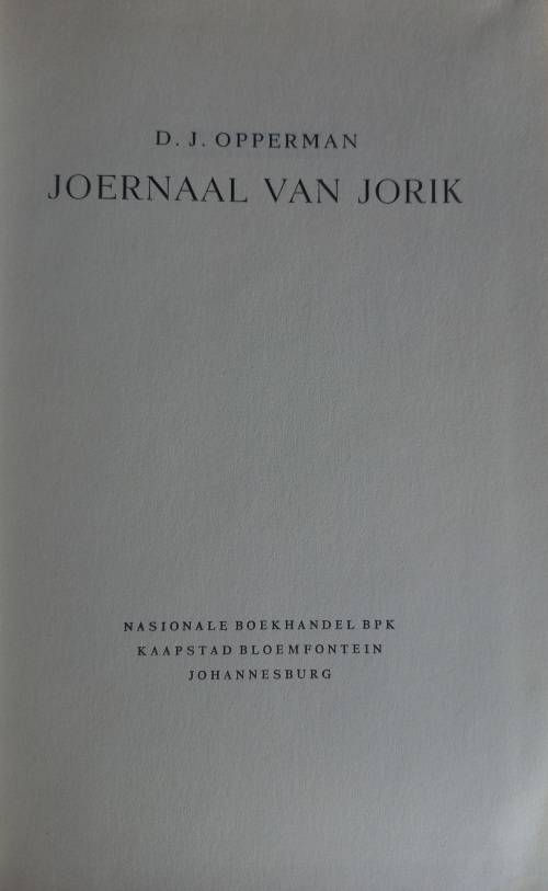 Poetry - Joernaal van Jorik deur DJ Opperman was sold for R35.00 on 15 ...