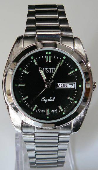 Men's Watches - SILVER JUSTIN WATCH with date display and glow in the ...