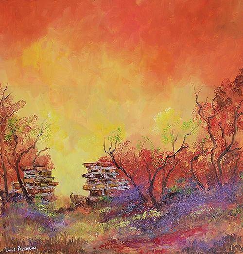 Oils - AN ORIGINAL LOUIS PRETORIUS:"Trees at Sunset" (600mm x 600mm x ...