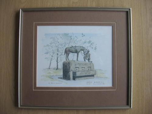 Gouache - Framed Painting of famous Horse Memorial by well known Port ...