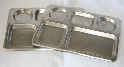 Kit - 2 X SADF STAINLESS STEEL EATING TRAYS - VARKPAN -- BUSH WAR ERA ...
