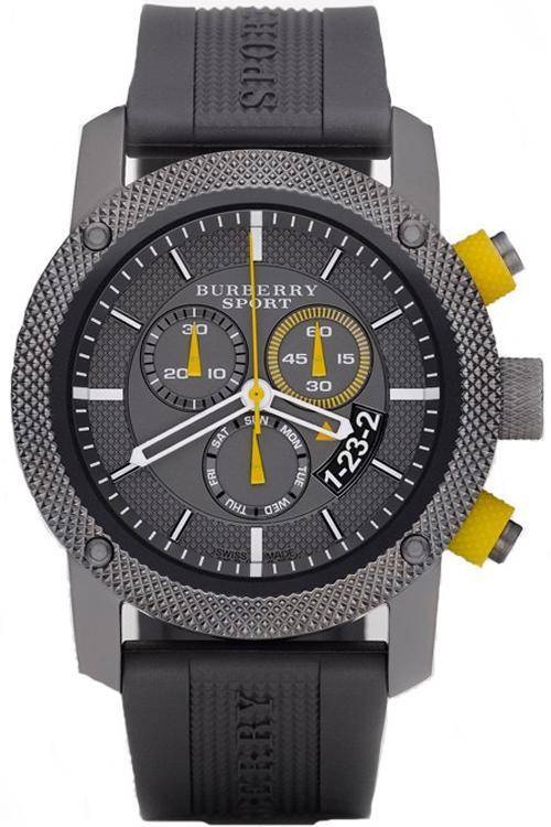 Men's Watches - Burberry Gents Grey Chronograph Rubber Strap Watch ...