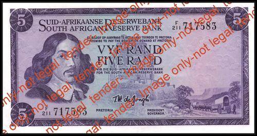 TW de Jongh - 1967 - TW DE JONGH OLD R5 NOTE .AU was listed for R180.00 ...