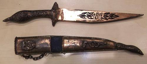 Knives & Daggers - a Antique 1821 Greece Dagger in brass Sheath ...