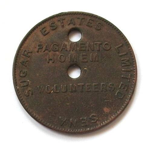 Tokens - MOZAMBIQUE SENA SUGAR ESTATE TOKEN **2 HOLES** was sold for ...