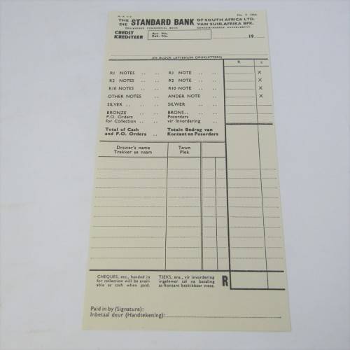 Other Antiques & Collectables - Vintage 1964 Standard Bank deposit slip ...