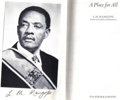 History & Politics - A Place For All By LM Mangope ( President Of ...