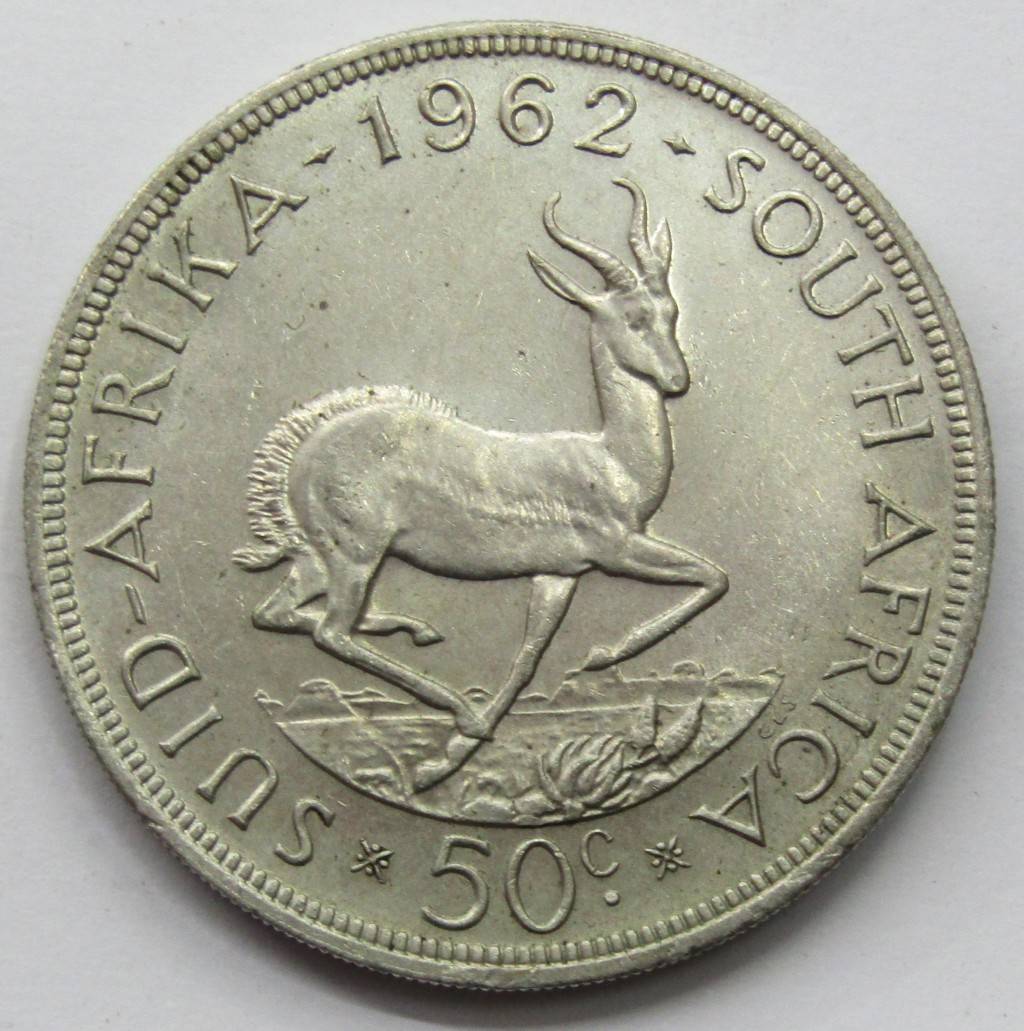 Fifty Cent - 1962 Republic of South Africa 50 Cents was sold for 507.00 ...