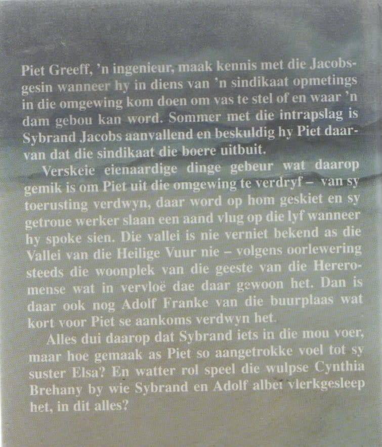 Afrikaans Fiction - VALLEI VAN DIE HEILIGE VUUR - DOC IMMELMAN (2000 ...