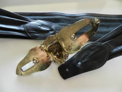 Belts & Belt Buckles - Ladies Funky belt. Black Leather belt with large ...