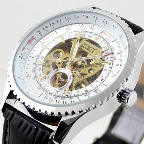 Men's Watches - MEN'S AUTOMATIC (KENETIC) WHITE SKELETON WATCH WITH ...