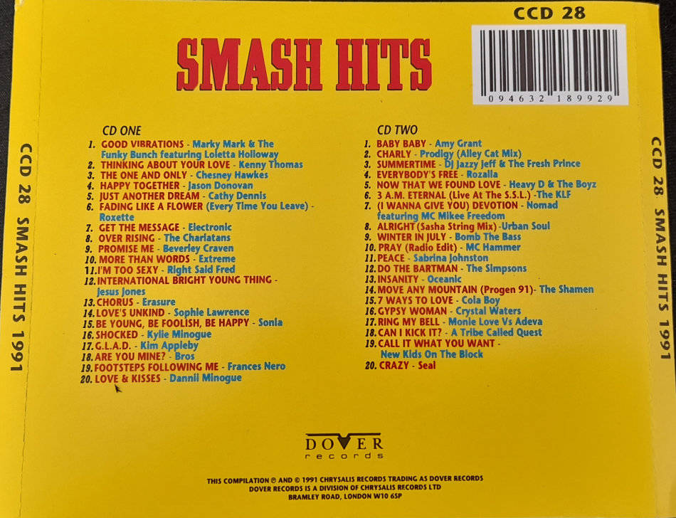 Pop - Various - Smash Hits 1991 Double CD Import for sale in ...