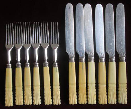 Cutlery - ART DECO DESIGN, ANTIQUE IVORY / BONE HANDLED KNIVES AND ...