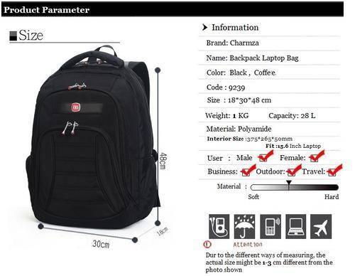 Charmza Laptop Bag – Black – VentureSA