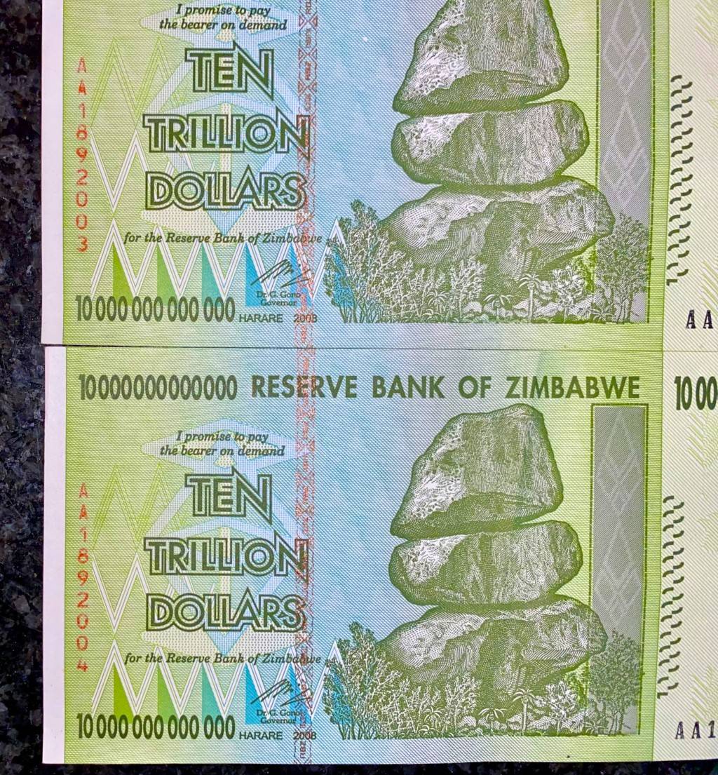 Africa - ZIMBABWE AA 10 TRILLION DOLLARS IN SEQUENCE AA1892003-004 ...