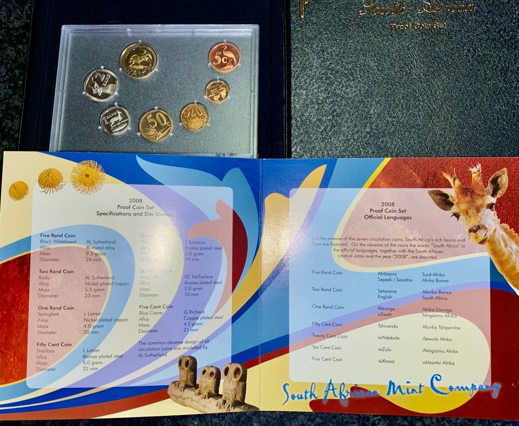 Proof Sets - SOUTH AFRICA MINT PROOF COIN SET R5 TO 5 CENT -- 2008 ...
