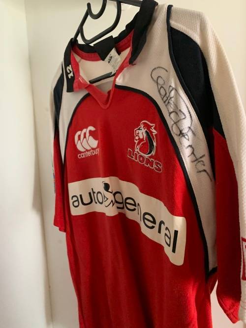Sporting Memorabilia - Signed suer rugby lions match worn jersey ...