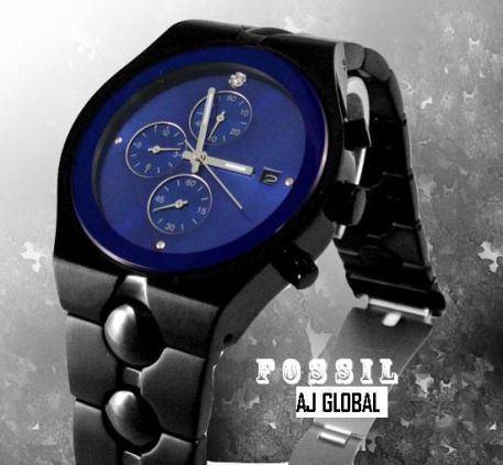Other Watches - *BRILLIANT*NEW FOSSIL blue dial chrono watch BLACK ...