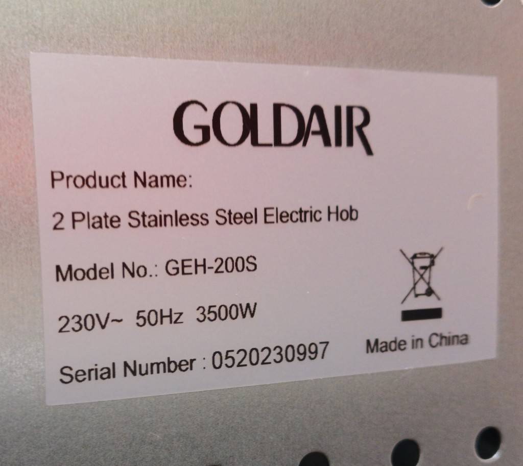 Hobs - Goldair Stainless Steel 2 Plate Hob (Display Unit) was sold for ...