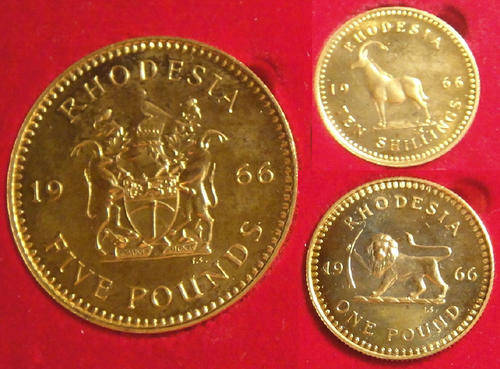 Africa - Rhodesia : 3-piece GOLD PROOF SET of 1966 (Reserve Bank of ...