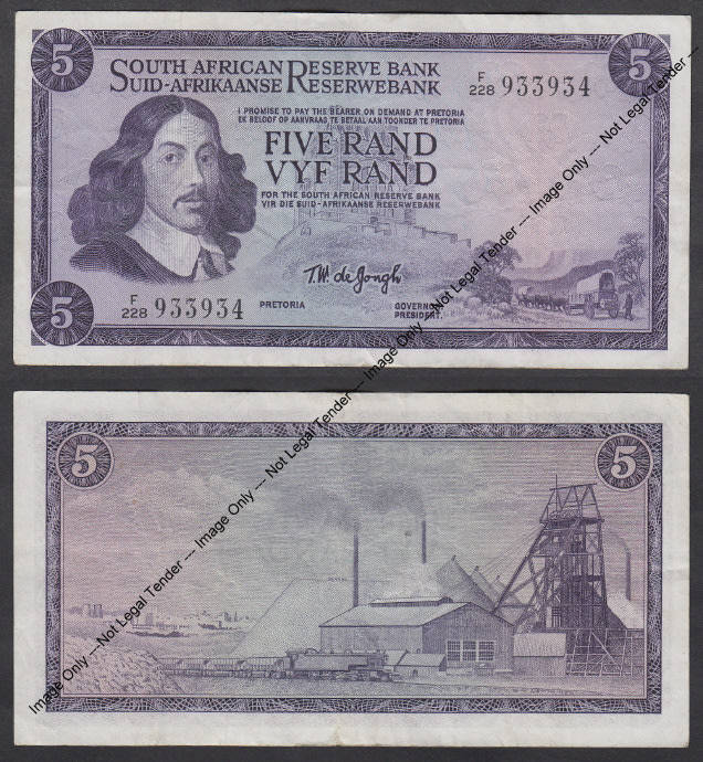 TW de Jongh - Republic of South Africa: Jan van Riebeeck R5 Banknote of ...