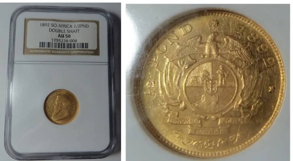 Halfponde - Paul Kruger ZAR: Gold Half Pond 1892 (DS) NGC AU 50 for ...