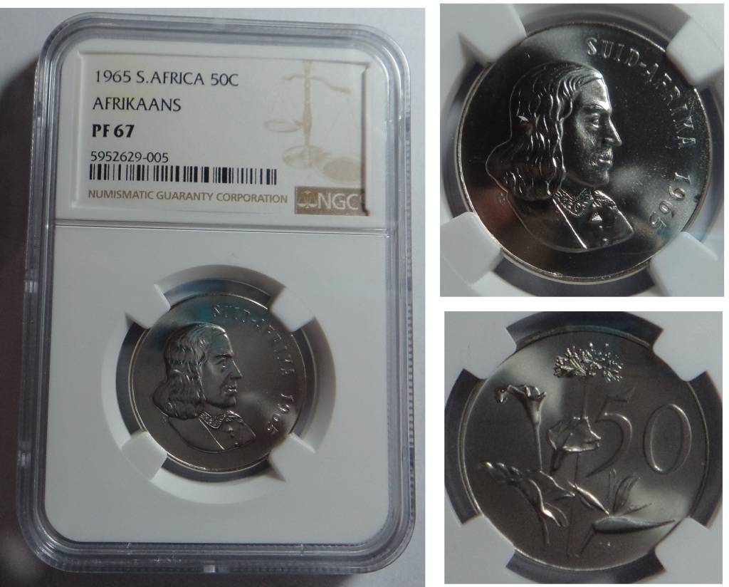 Fifty Cent - Republic of South Africa: 50c of 1965 (Afrikaans) NGC PF ...