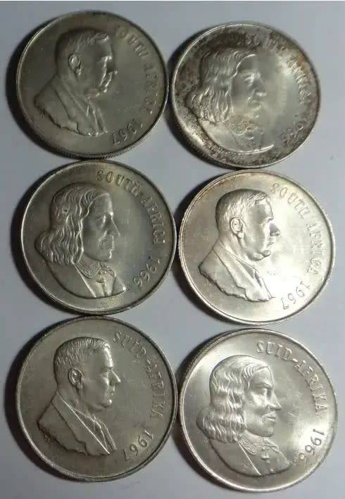 One Rand - Republic of South Africa: Six SILVER R1 Coins of the 1960s ...