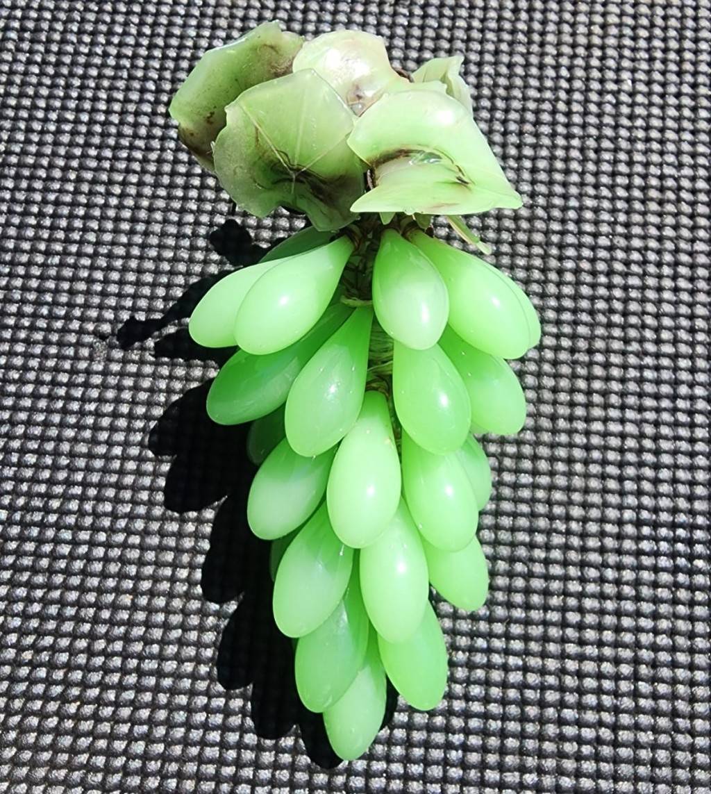 Other Glassware - CLUSTER OF ELONGATED GREEN GLASS GRAPES WITH GLASS ...