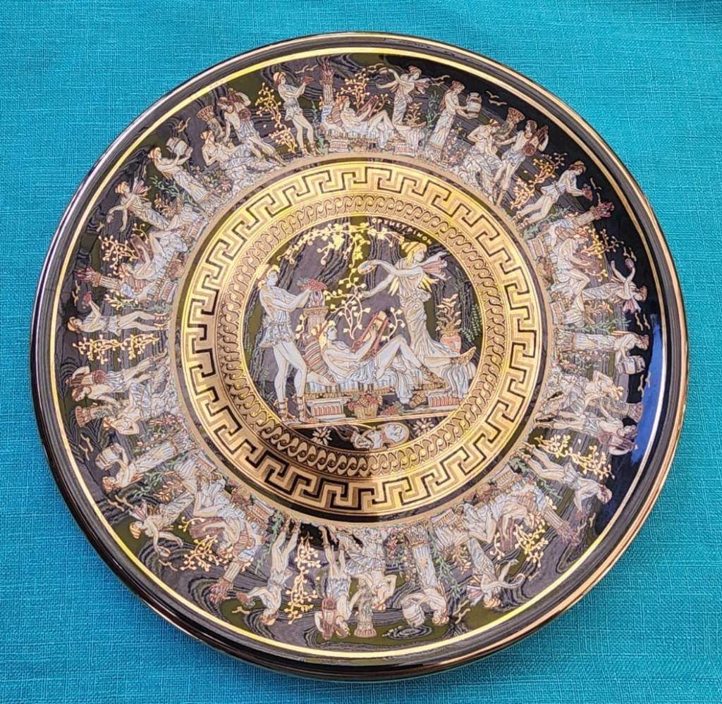 Other Porcelain & Ceramics - Vintage Tacousis 24K Gold Dionysus Greek ...