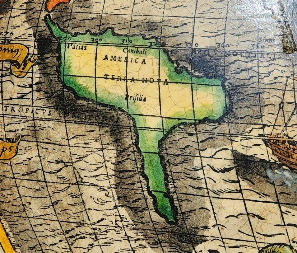 Maps - Spectacular 1532 Map of the World Engraved Print With Original ...