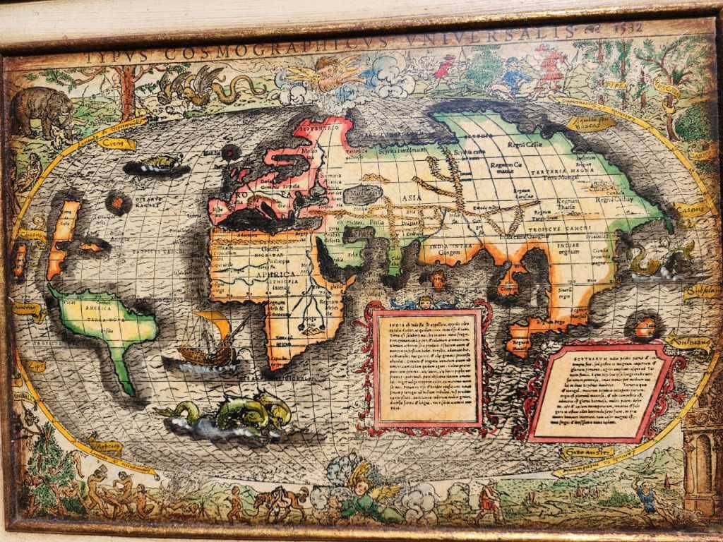 Maps - Spectacular 1532 Map of the World Engraved Print With Original ...