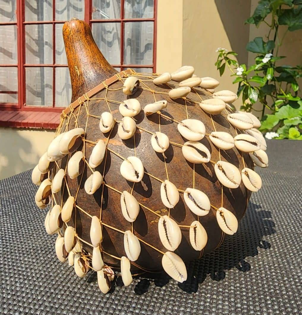 Ethnic & Tribal Art - African Cowrie Shell Calabash Musical Shaker was ...