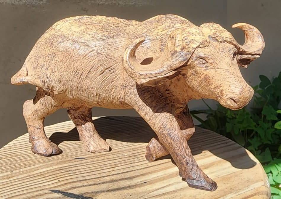 Wooden - African Buffalo Bull The Widowmaker Wooden Statue Hand Carved ...