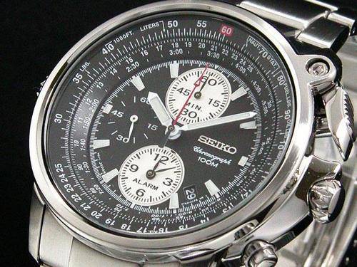 Seiko Flight Master Chronograph Black Dial Black PVD