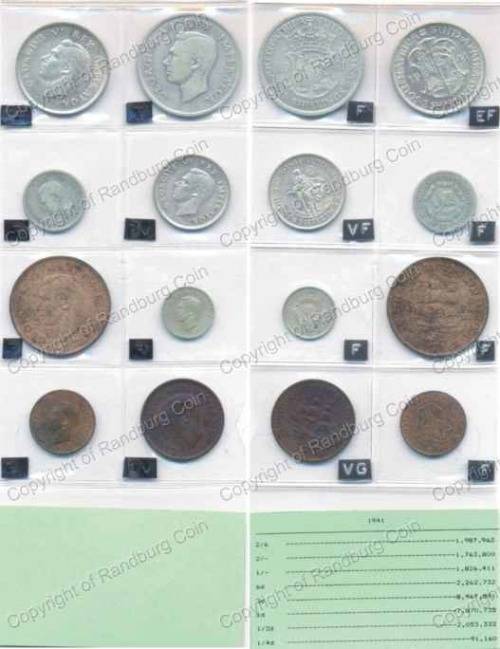Other Union of South Africa Coins - *#* 1941 SA Union Coins Set in a ...