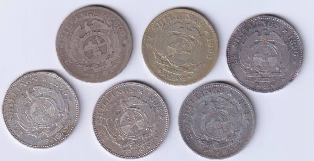 Two and a Half Shillings - ZAR COIN COLLECTION - 6 coins - 1896 - 2/6 ...