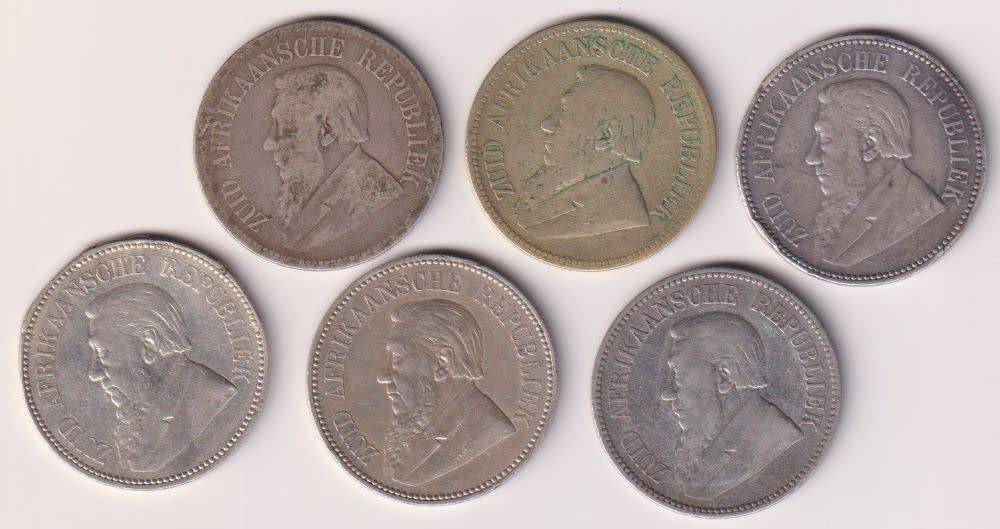 Two and a Half Shillings - ZAR COIN COLLECTION - 6 coins - 1896 - 2/6 ...