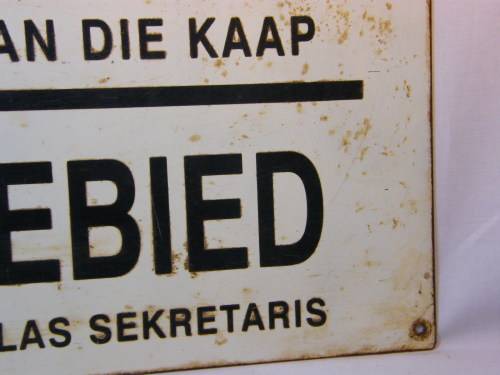 Other Africana - Vintage Apartheid era Blanke gebied / White area metal ...