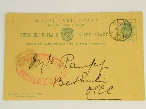 Other South African - 18 Feb 1901 Free State Bethulie postcard printed ...