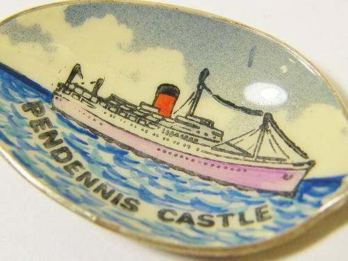 Maritime - Lot of 3 Union Castle line enamelled spoons - Windsor castle ...