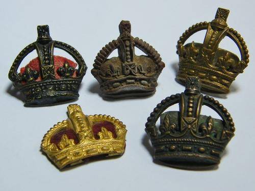 Other Badges & Insignia - Lot of 5 Royal Army King's crown rank pips ...