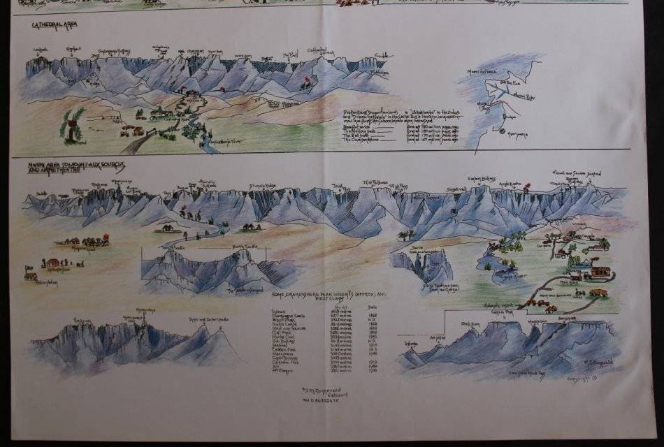 Maps - Panorama of the Drakensberg Poster drawn by M Zonneveld was sold ...